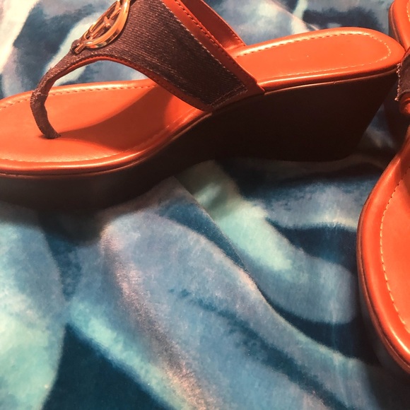 Guess | Shoes | Guess Denim Wedge Slip On Sandals | Poshmark